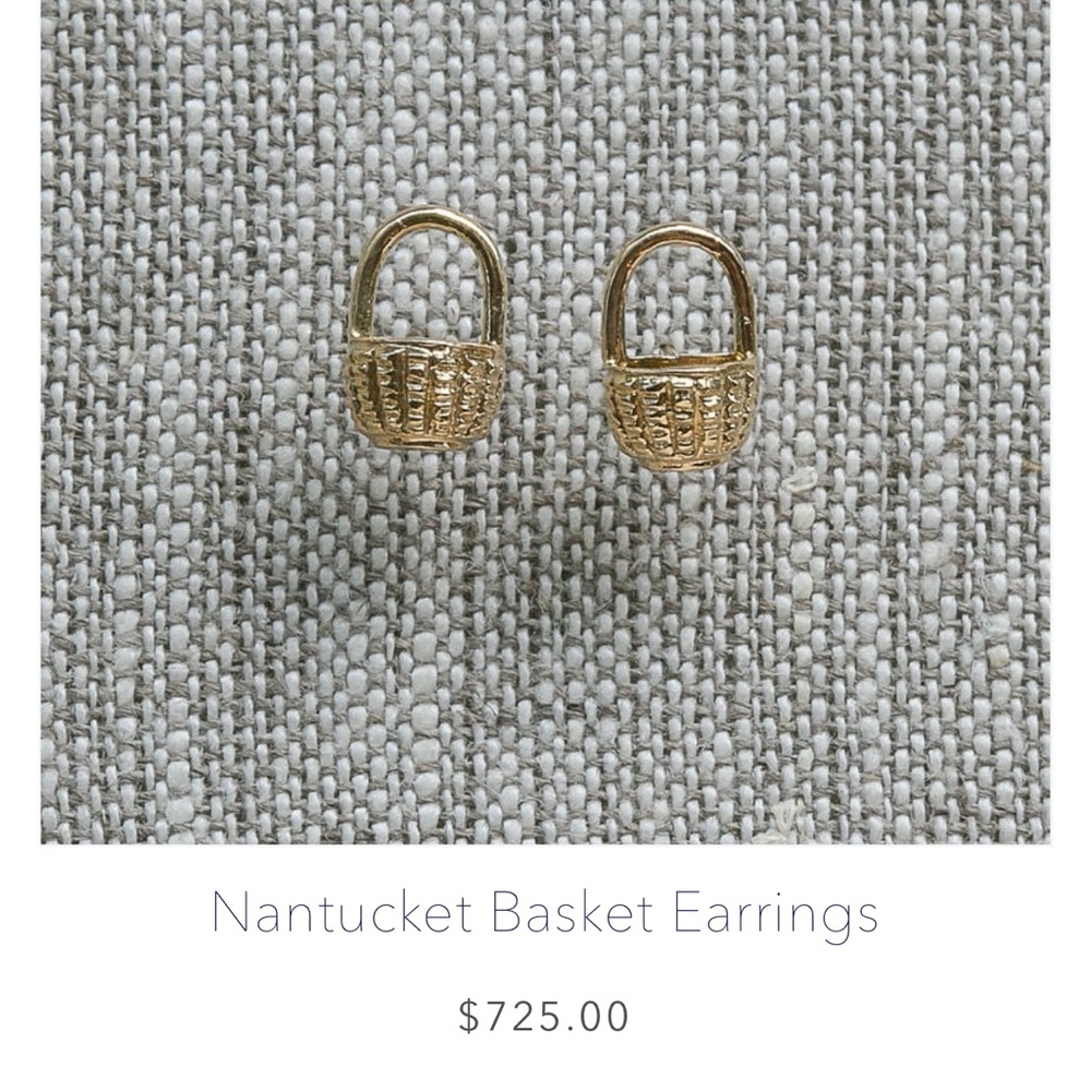 14k Nantucket Basket Stud Earrings Vtg - Gem
